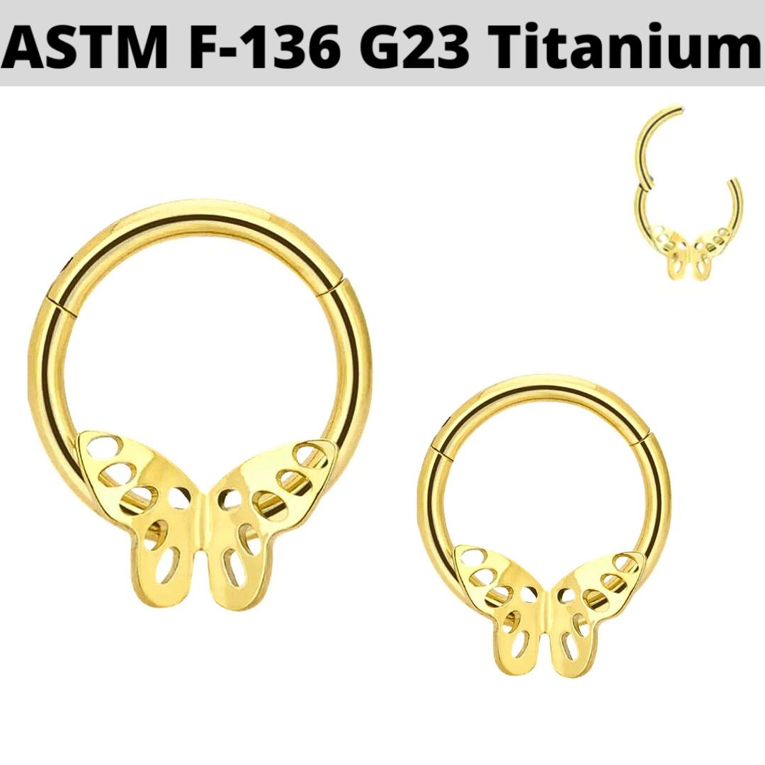 G23 PVD Titanium 3D Butterfly Hinged Segment Clicker Ring – APM